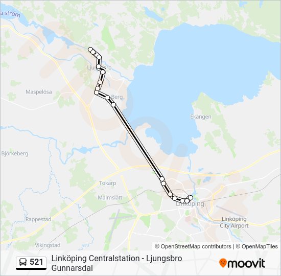 521 Rutt: Tidtabeller, Hållplatser & Kartor - Ljungsbro Gunnarsdal ...