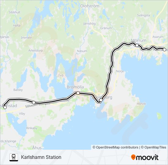 pågatågen Rutt: Tidtabeller, Hållplatser & Kartor - Karlshamn Station ...