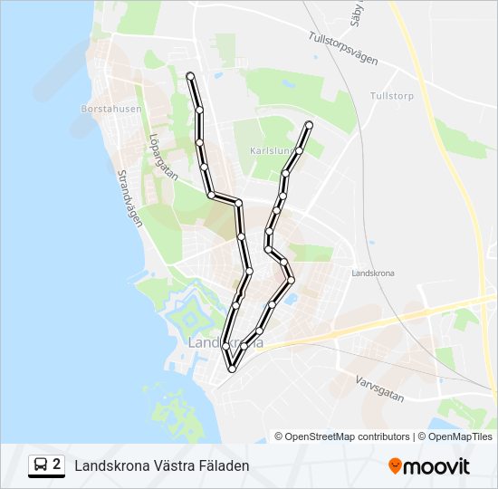 2 Route: Schedules, Stops & Maps - Landskrona Västra Fäladen (Updated)