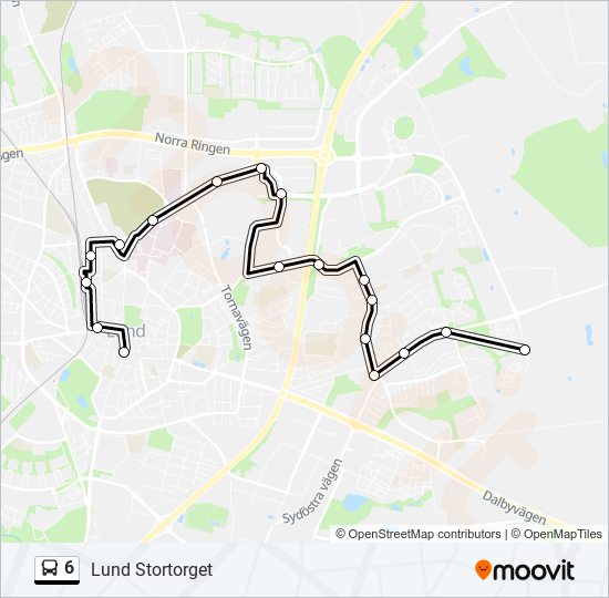 6 Route: Schedules, Stops & Maps - Lund Stortorget (Updated)