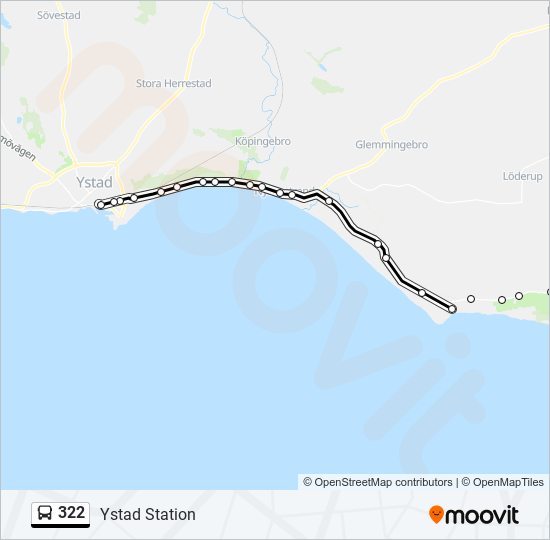 322 Rutt: Tidtabeller, Hållplatser & Kartor - Ystad Station (Uppdaterat)