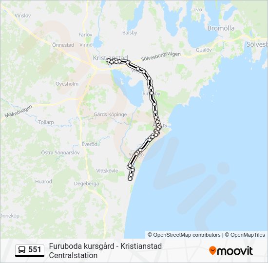 551 Route: Schedules, Stops & Maps - Kristianstad Centralstation (Updated)