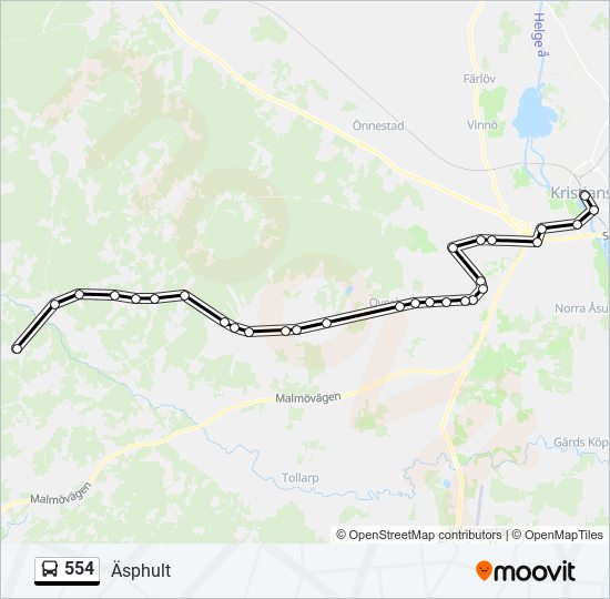 554 Rutt: Tidtabeller, Hållplatser & Kartor - Äsphult (Uppdaterat)