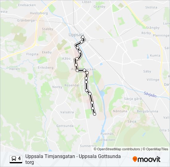 4 Route: Schedules, Stops & Maps - Uppsala Centralstation (Updated)