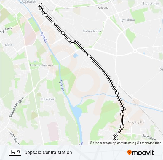 9 Route: Schedules, Stops & Maps - Uppsala Centralstation (Updated)