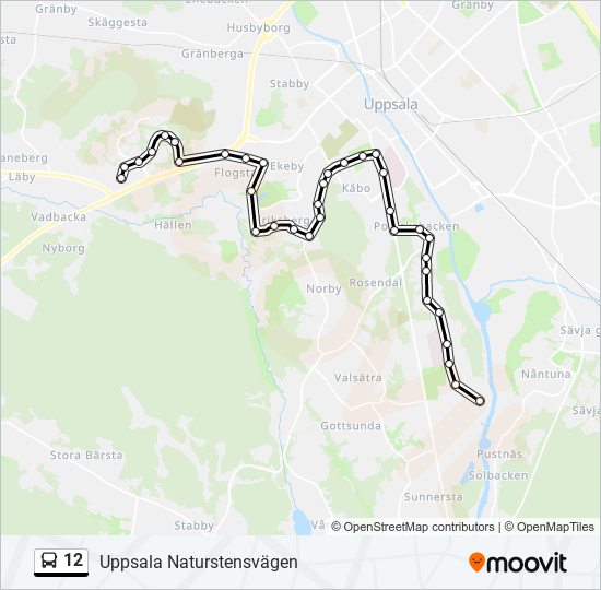 12 Route: Schedules, Stops & Maps - Uppsala Naturstensvägen (Updated)