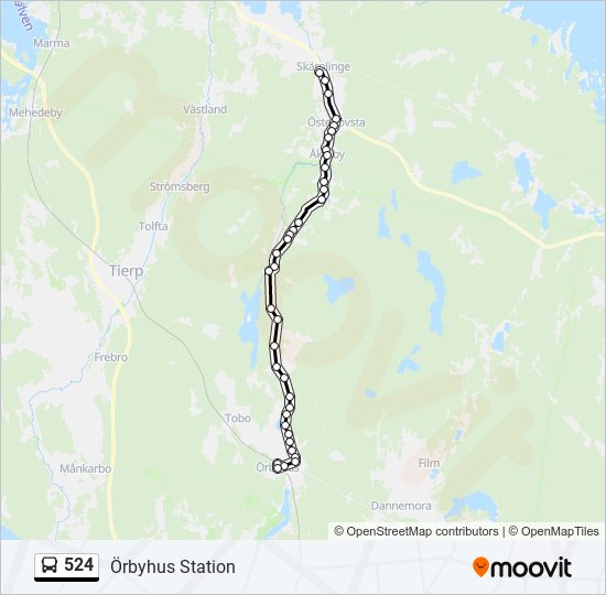 524 Rutt: Tidtabeller, Hållplatser & Kartor - Örbyhus Station (Uppdaterat)
