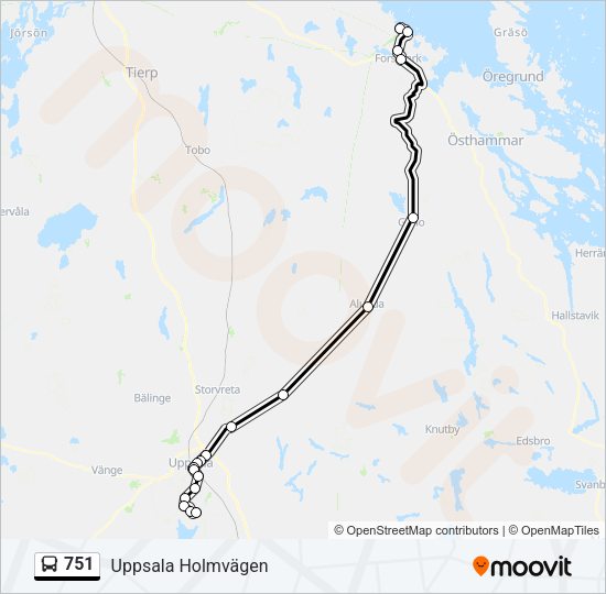 751 Route: Schedules, Stops & Maps - Uppsala Holmvägen (Updated)