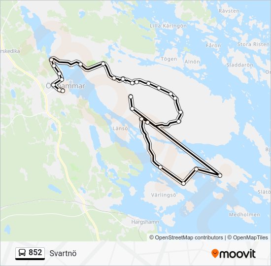 852 Rutt: Tidtabeller, Hållplatser & Kartor - Svartnö (Uppdaterat)