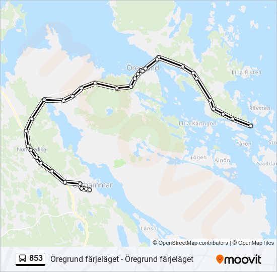 853 Rutt: Tidtabeller, Hållplatser & Kartor - Östhammar Busstation ...