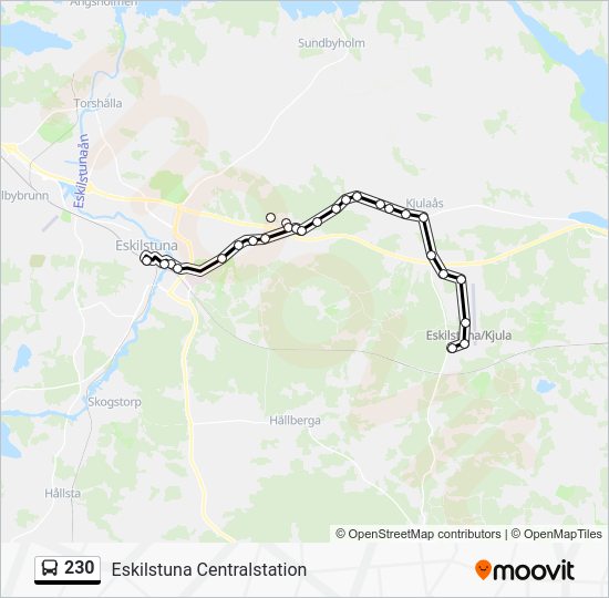 230 Rutt: Tidtabeller, Hållplatser & Kartor - Eskilstuna Centralstation ...