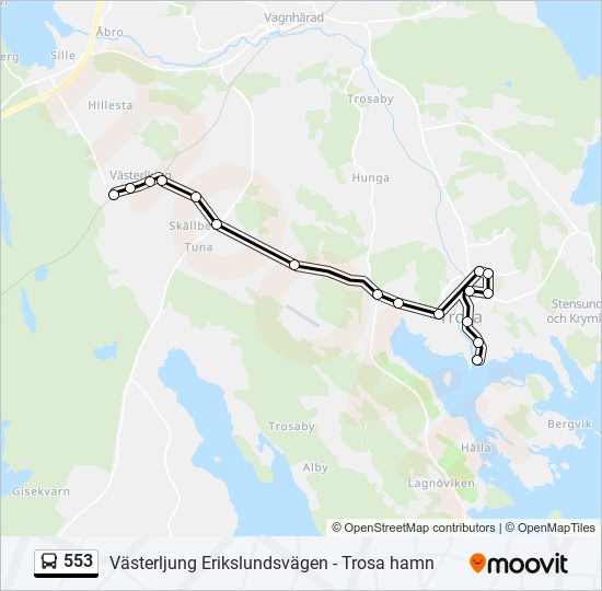 553 Route: Schedules, Stops & Maps - Västerljung Erikslundsvägen (Updated)