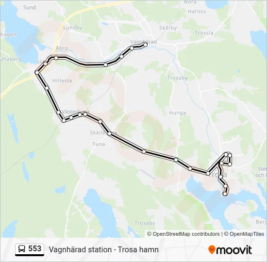 553 Route: Schedules, Stops & Maps - Vagnhärad Station (Updated)