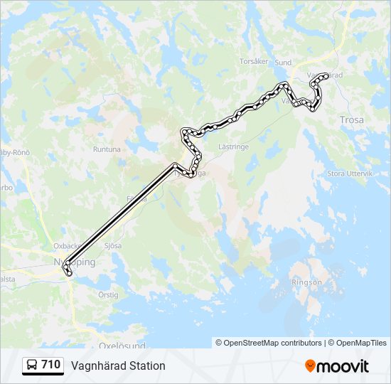 710 Rutt: Tidtabeller, Hållplatser & Kartor - Vagnhärad Station ...