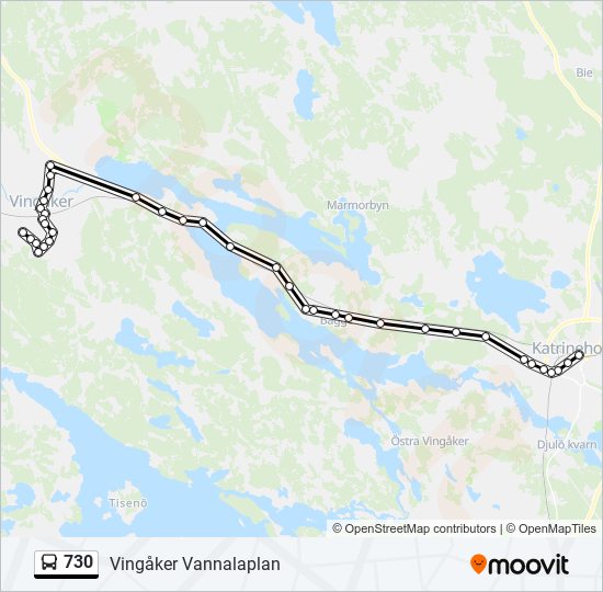 730 Rutt: Tidtabeller, Hållplatser & Kartor - Vingåker Vannalaplan ...