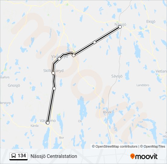 134 Route: Schedules, Stops & Maps - Nässjö Centralstation (Updated)