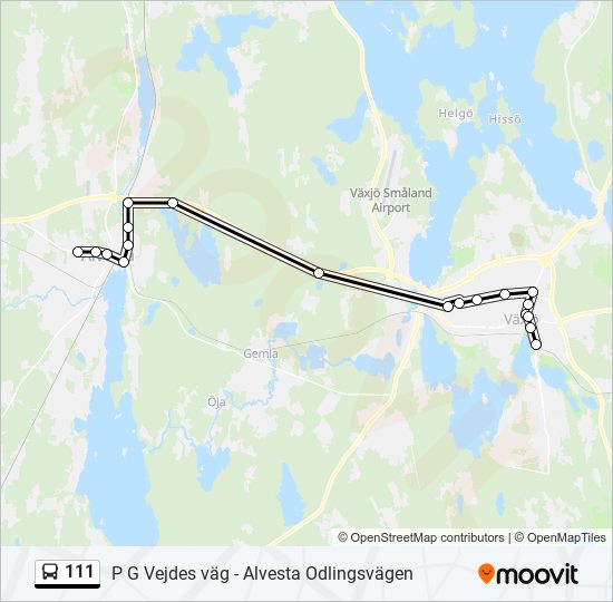 111 Route: Schedules, Stops & Maps - Växjö Simhallen (Updated)