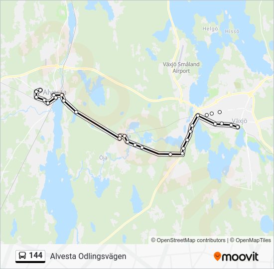 144 Rutt: Tidtabeller, Hållplatser & Kartor - Alvesta Odlingsvägen ...