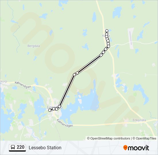 220 Rutt: Tidtabeller, Hållplatser & Kartor - Lessebo Station (Uppdaterat)
