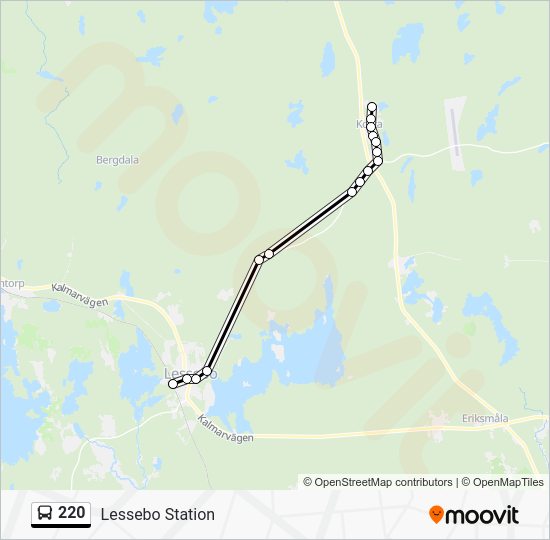 220 Rutt: Tidtabeller, Hållplatser & Kartor - Lessebo Station (Uppdaterat)