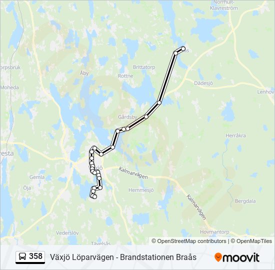 358 Route: Schedules, Stops & Maps - Braås Sjösåsvägen (Updated)