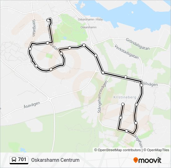 701 Rutt: Tidtabeller, Hållplatser & Kartor - Oskarshamn Centrum ...