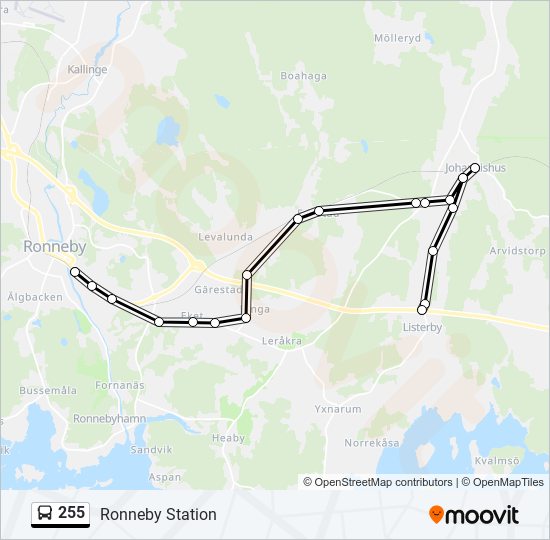 255 Rutt: Tidtabeller, Hållplatser & Kartor - Ronneby Station (Uppdaterat)