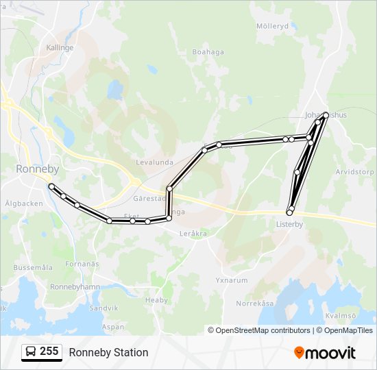 255 Rutt: Tidtabeller, Hållplatser & Kartor - Ronneby Station (Uppdaterat)