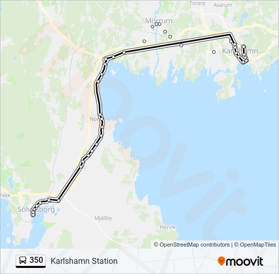 350 Rutt: Tidtabeller, Hållplatser & Kartor - Karlshamn Station ...