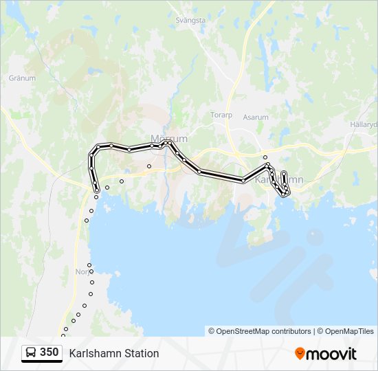350 Rutt: Tidtabeller, Hållplatser & Kartor - Karlshamn Station ...