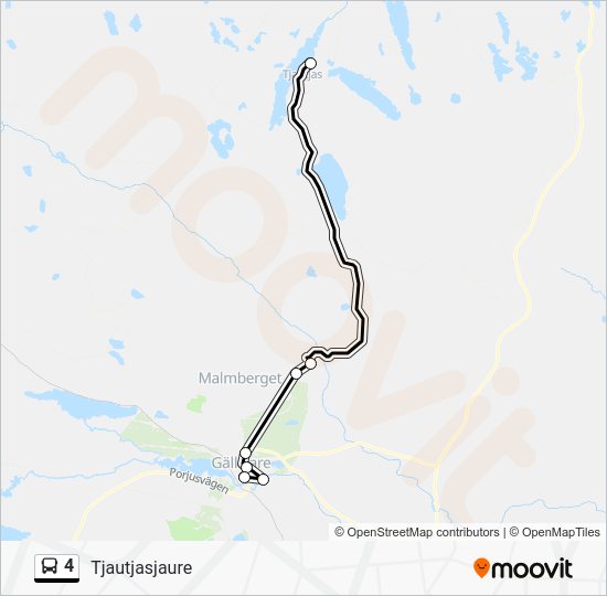 4 Route: Schedules, Stops & Maps - Tjautjasjaure (Updated)