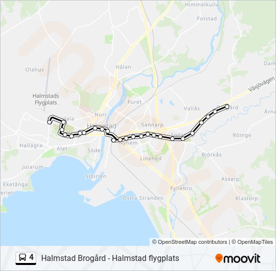 4 Route: Schedules, Stops & Maps - Halmstad Västrevångsleden (Updated)