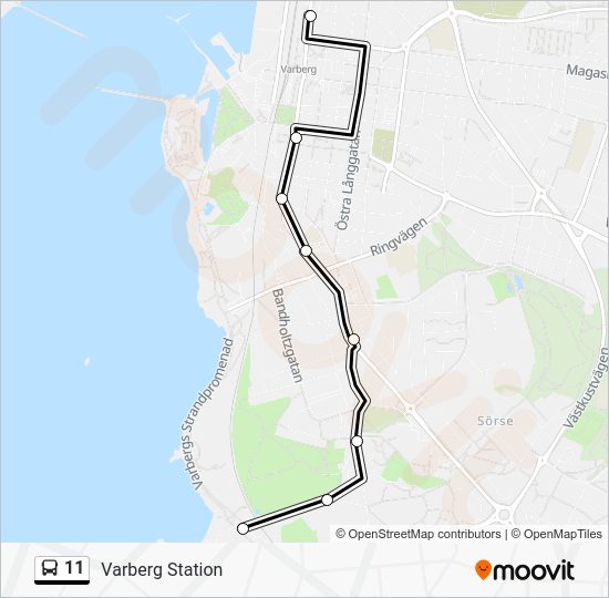 11 Rutt: Tidtabeller, Hållplatser & Kartor - Varberg Station (Uppdaterat)