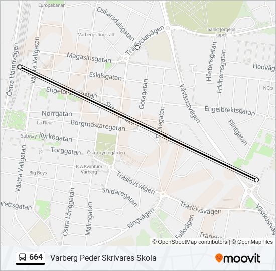 664 Route: Schedules, Stops & Maps - Varberg Peder Skrivares Skola ...