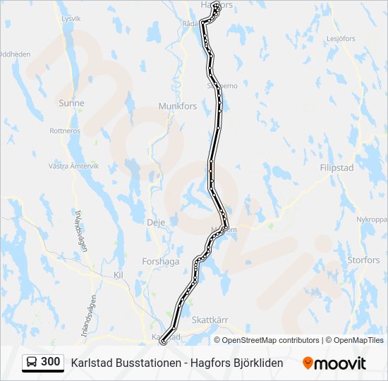 300 Rutt: Tidtabeller, Hållplatser & Kartor - Hagfors Björkliden ...