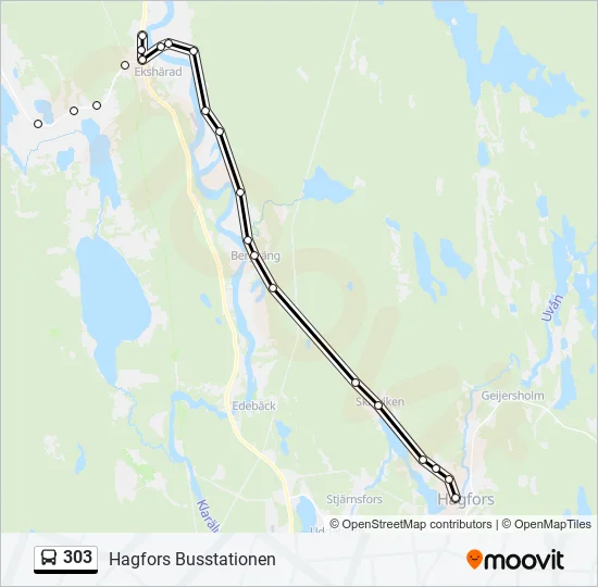 303 Rutt: Tidtabeller, Hållplatser & Kartor - Hagfors Busstation ...