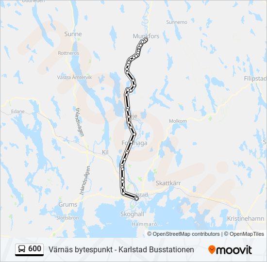 600 Route: Schedules, Stops & Maps - Munkfors Busstationen (Updated)