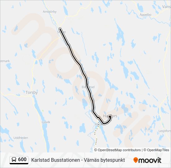 600 Rutt: Tidtabeller, Hållplatser & Kartor - Hagfors Busstationen ...