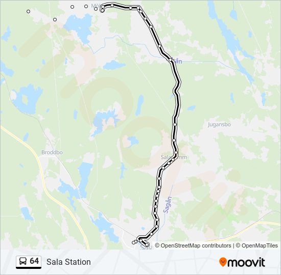 64 Rutt: Tidtabeller, Hållplatser & Kartor - Sala Station (Uppdaterat)