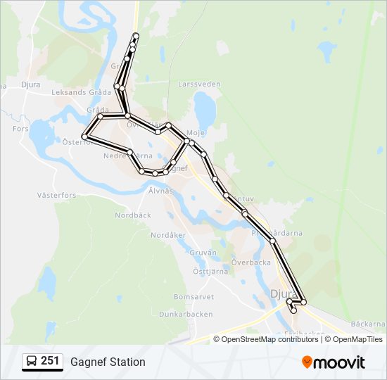 251 Rutt: Tidtabeller, Hållplatser & Kartor - Gagnef Station (Uppdaterat)