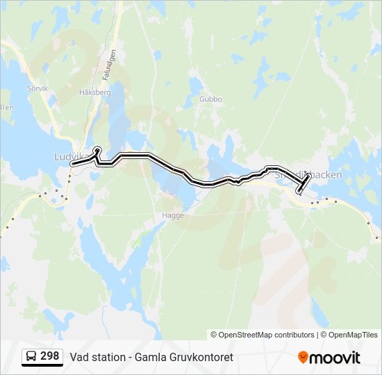 298 Rutt: Tidtabeller, Hållplatser & Kartor - Ludvika Station (Uppdaterat)