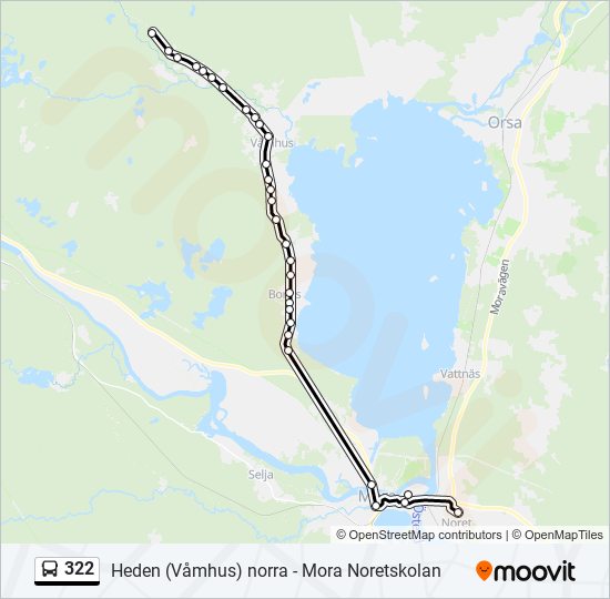 322 Rutt: Tidtabeller, Hållplatser & Kartor - Mora Noretskolan (Uppdaterat)