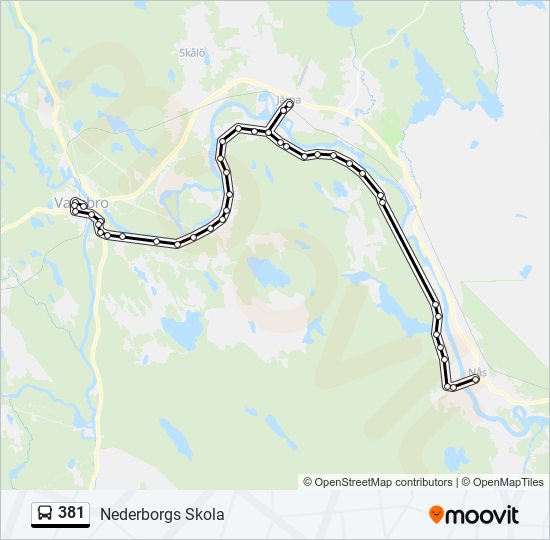 381 Rutt: Tidtabeller, Hållplatser & Kartor - Nederborgs Skola (Uppdaterat)