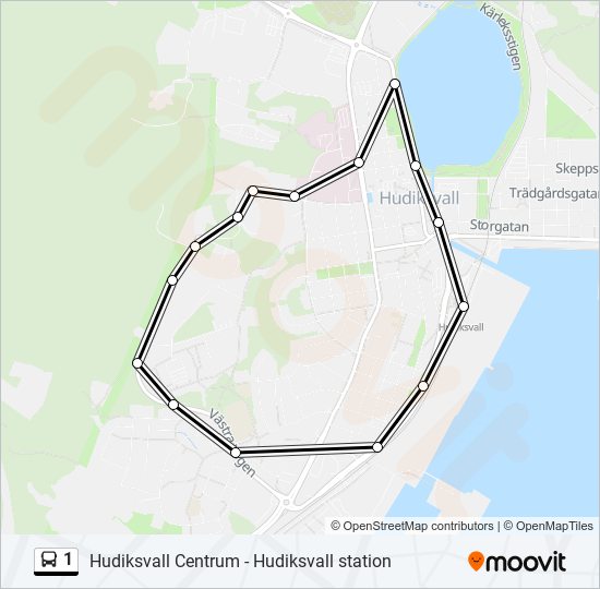 1 Rutt: Tidtabeller, Hållplatser & Kartor - Hudiksvall Centrum (Uppdaterat)