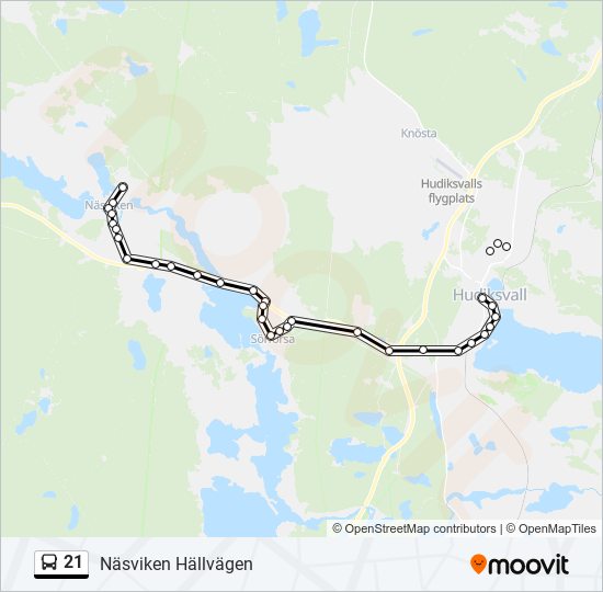 21 Route: Schedules, Stops & Maps - Näsviken Hällvägen (Updated)