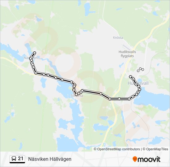 21 Route: Schedules, Stops & Maps - Näsviken Hällvägen (Updated)