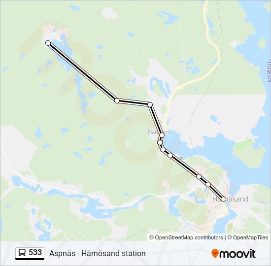 533 Rutt: Tidtabeller, Hållplatser & Kartor - Härnösand Station ...