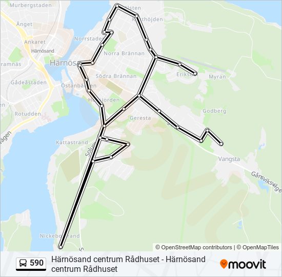 590 Rutt: Tidtabeller, Hållplatser & Kartor - Härnösand Centrum ...