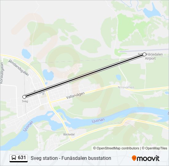 631 Rutt: Tidtabeller, Hållplatser & Kartor - Sveg Flygplats (Uppdaterat)