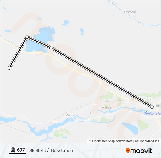 697 Rutt: Tidtabeller, Hållplatser & Kartor - Skellefteå Busstation ...
